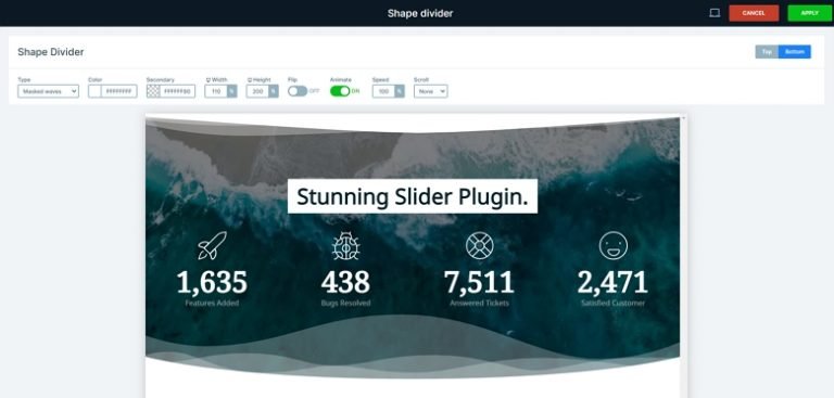 Shape Divider Block — Smart Slider 3 — WordPress Plugin